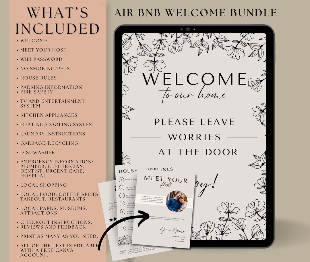 Printable Air Bnb Welcome Booklet | Beach House | Printable Air Bnb ...