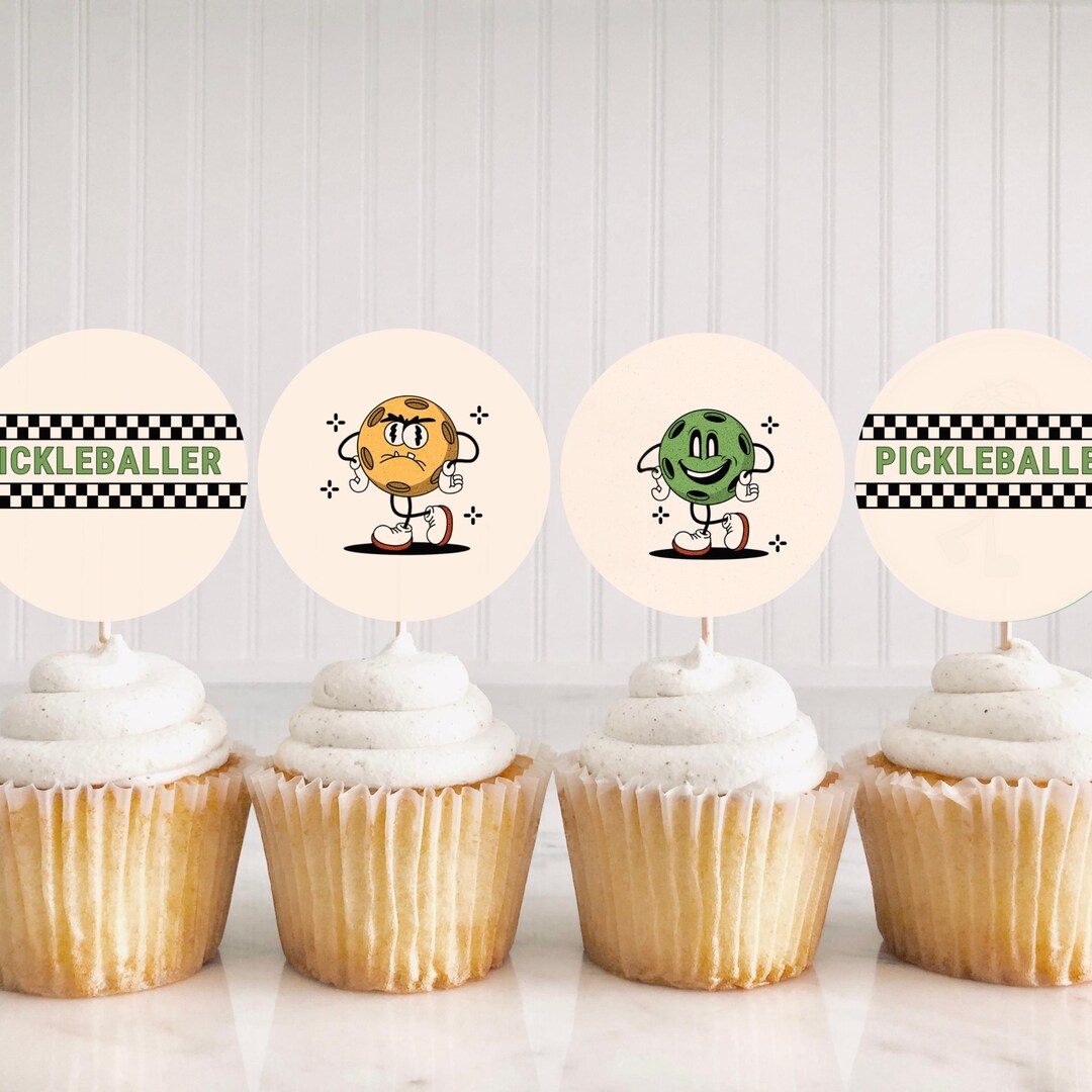 Pickleball Cupcake Toppers, Pickleball Party Decor, BOYS Pickleball ...