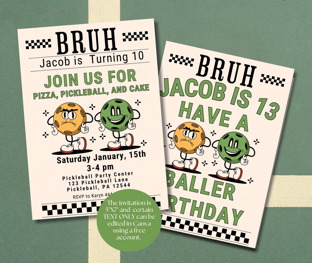 Pickleball Birthday Invitation | Boy's Pickleball Birthday Party | Boys ...
