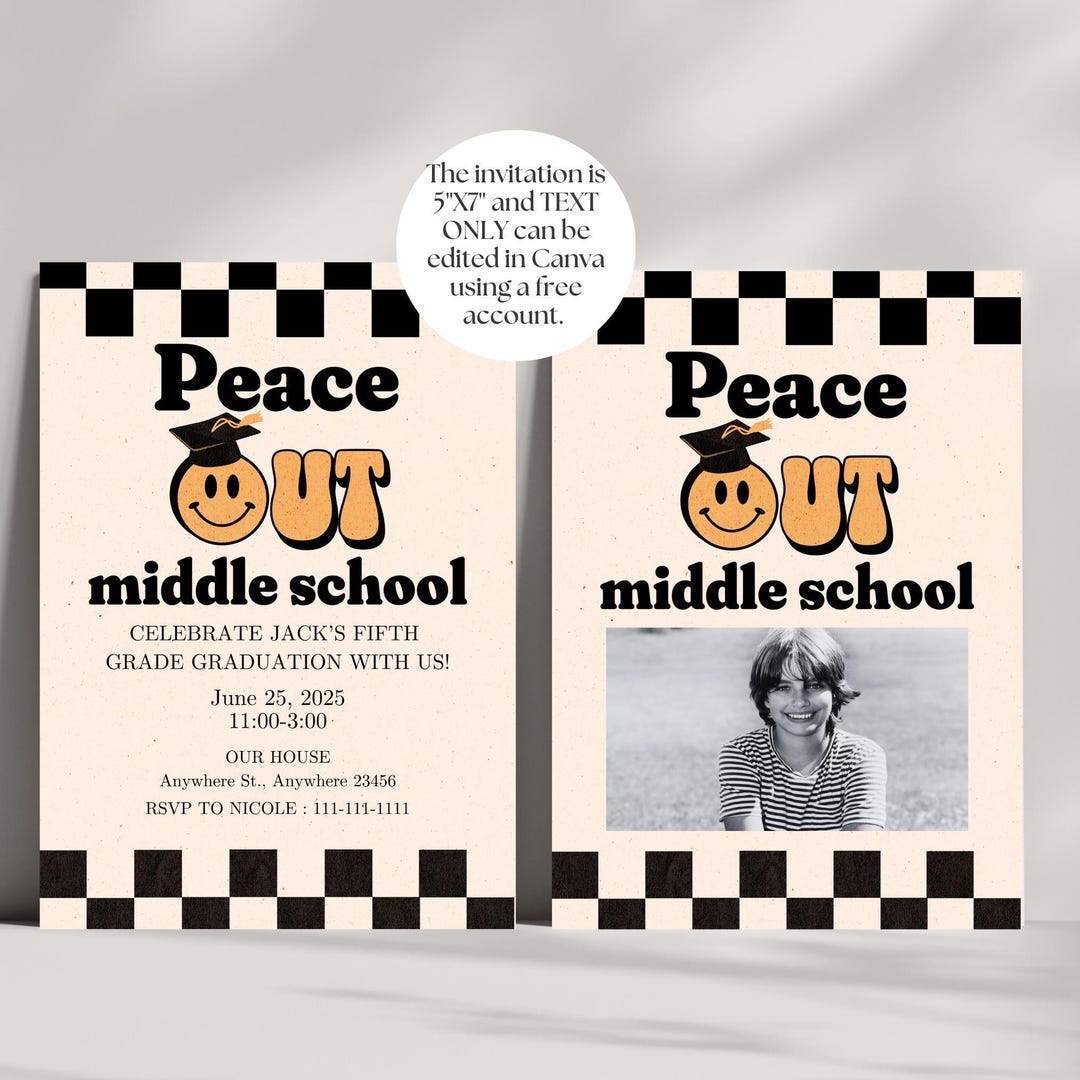 Editable Middle School Graduation Invitation: Retro Design (digital) - Etsy