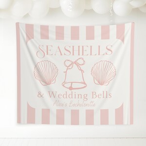 Seashells and Wedding Bells Bachelorette Party Hanging Backdrop,coastal ...