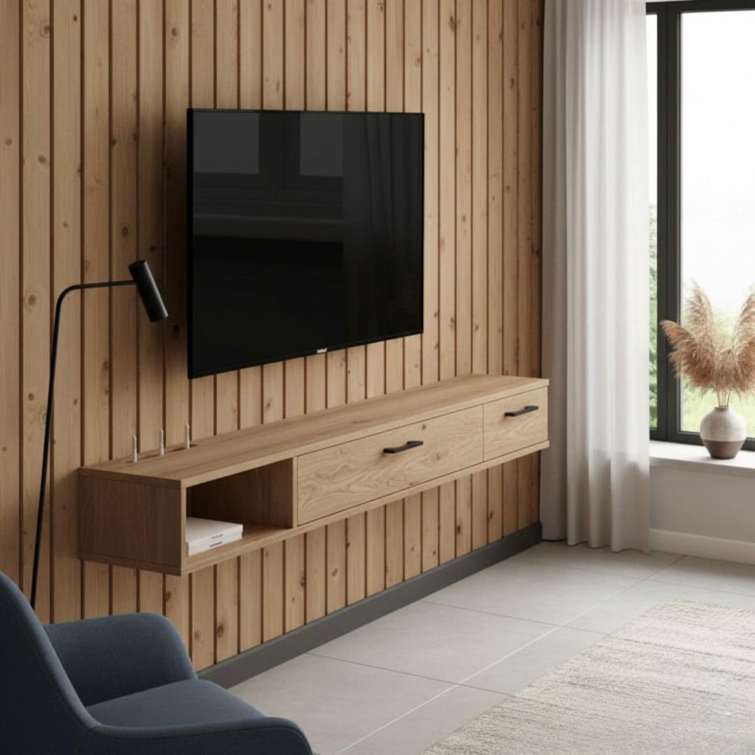 DIY Floating TV Console Plan: Wall-mount Media Shelf (woodworking PDF ...