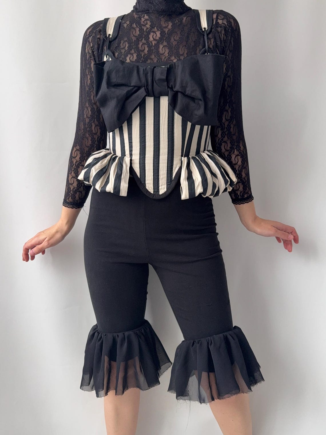 Striped Corset With Bow, Handmade Vintage Circus Style Bustier ...