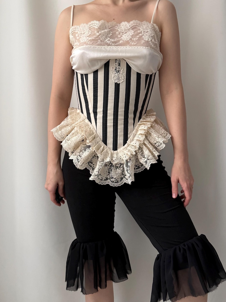 Striped Underbust Corset, Handmade Vintage Circus Style Bustier ...