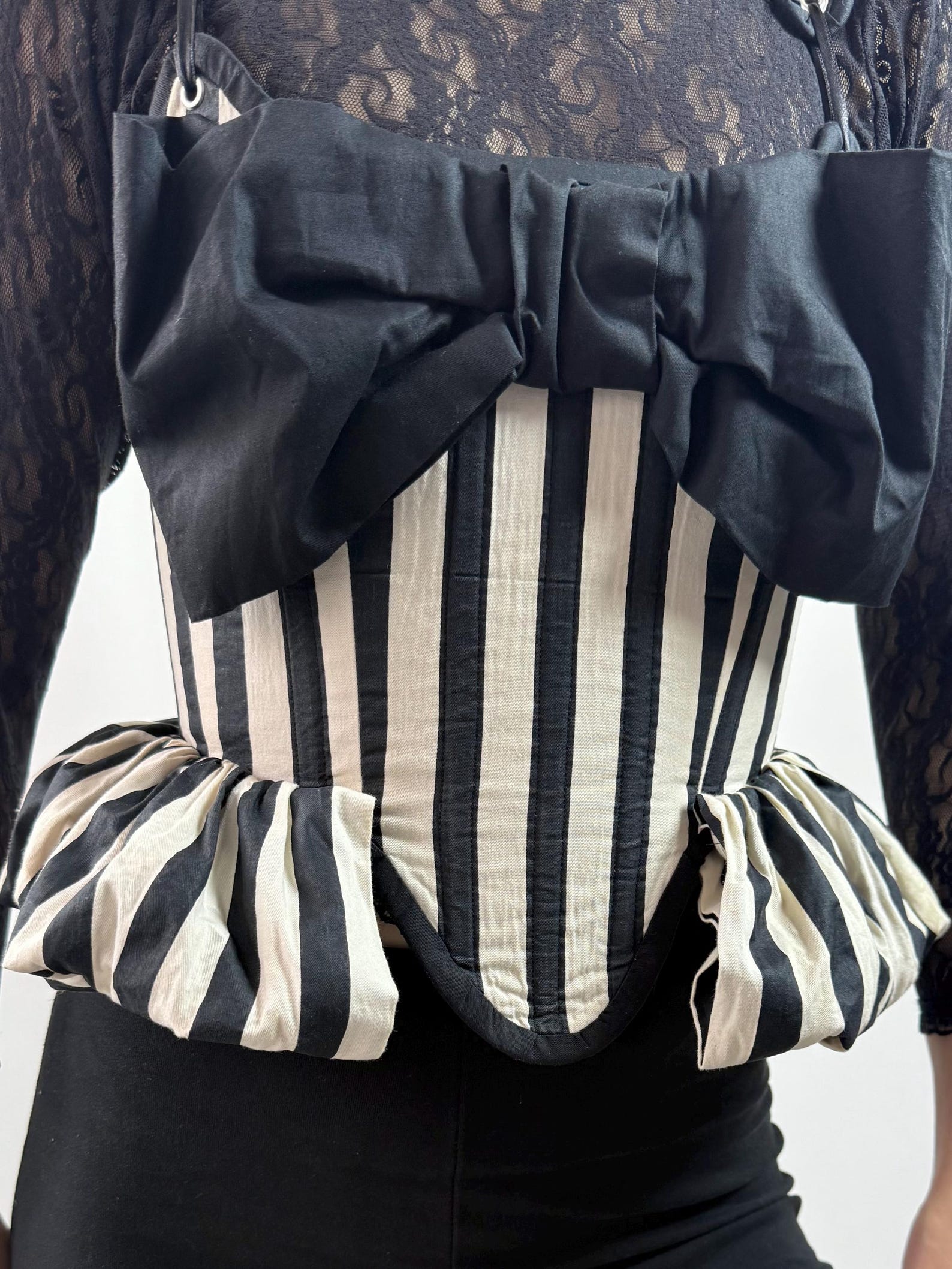 Striped Peplum Corset With Bow, Gothic Victorian Jester Top, Dark ...