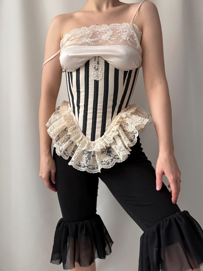 Striped Underbust Corset, Handmade Vintage Circus Style Bustier ...