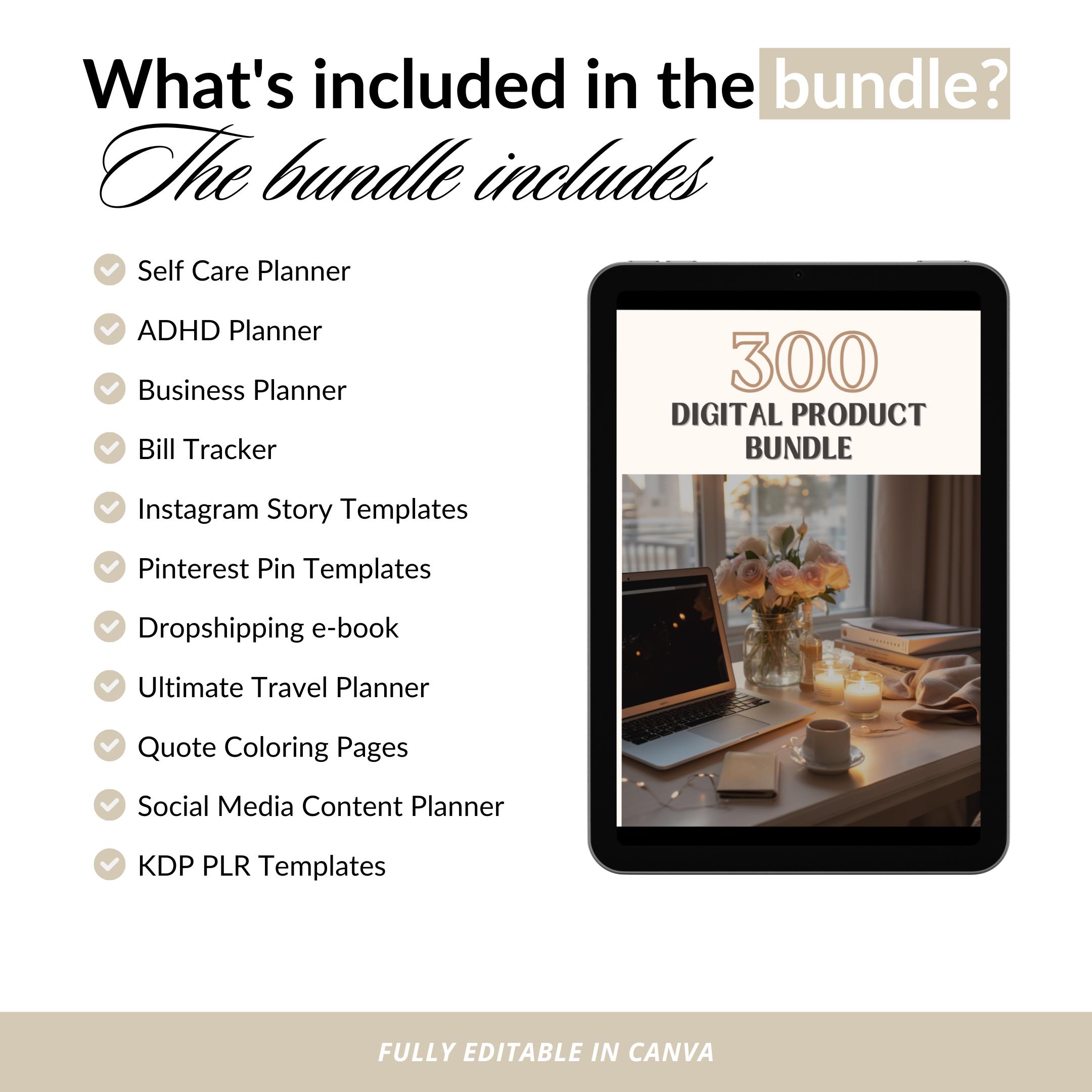 300+ Canva Templates Digital Product Bundle - Planners, Journals ...