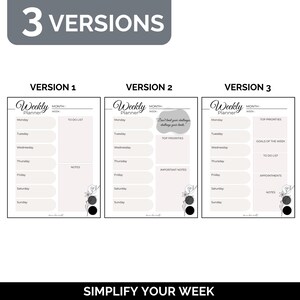 Weekly Planner Printable Minimalist Undated Letter Size Planner ...
