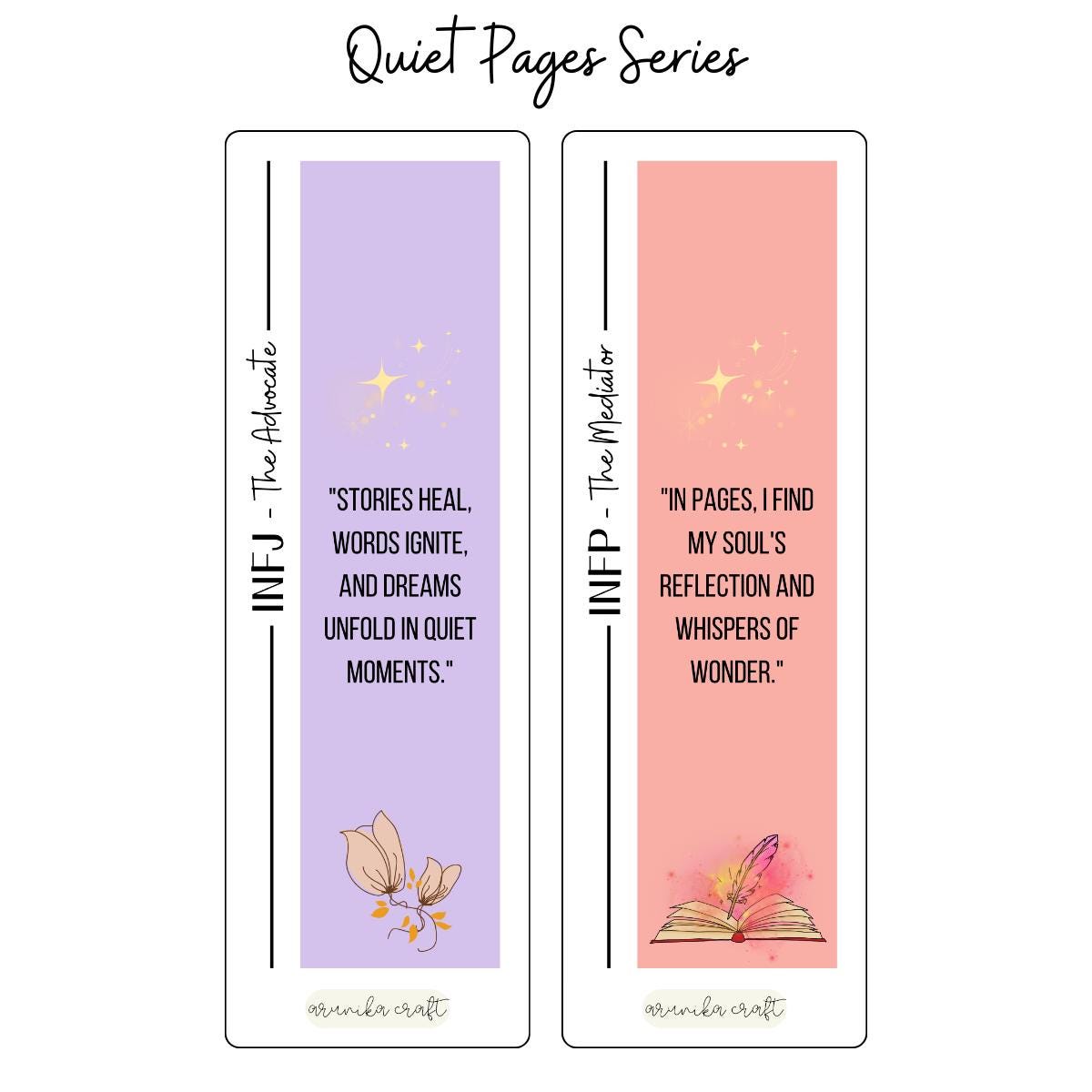 Bookworm Printable Bookmark MBTI Theme Introvert Quote Bookmark ...