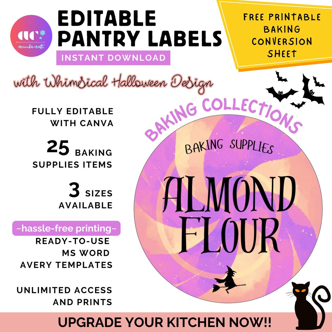 Witchy Halloween Pantry Stickers Magical Kitchen Labels Spooky Baking ...