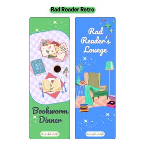Printable Bookmark Set Retro Themed Groovy Reader Bookworm Gift Funky ...