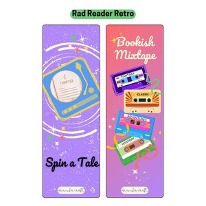 Printable Bookmark Set Retro Themed Groovy Reader Bookworm Gift Funky ...