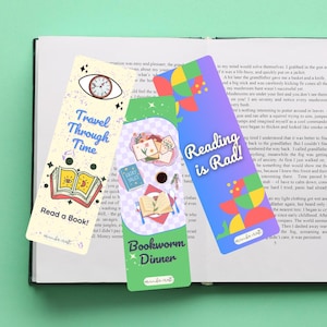 Printable Bookmark Set Retro Themed Groovy Reader Bookworm Gift Funky ...
