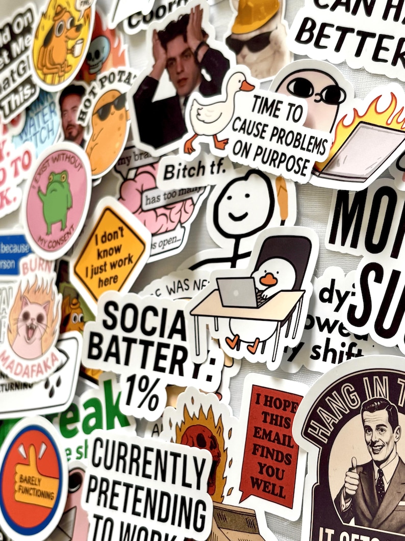 Sarcastic Work Stickers | Funny Kindle, Laptop, Water Bottle Decals - Etsy