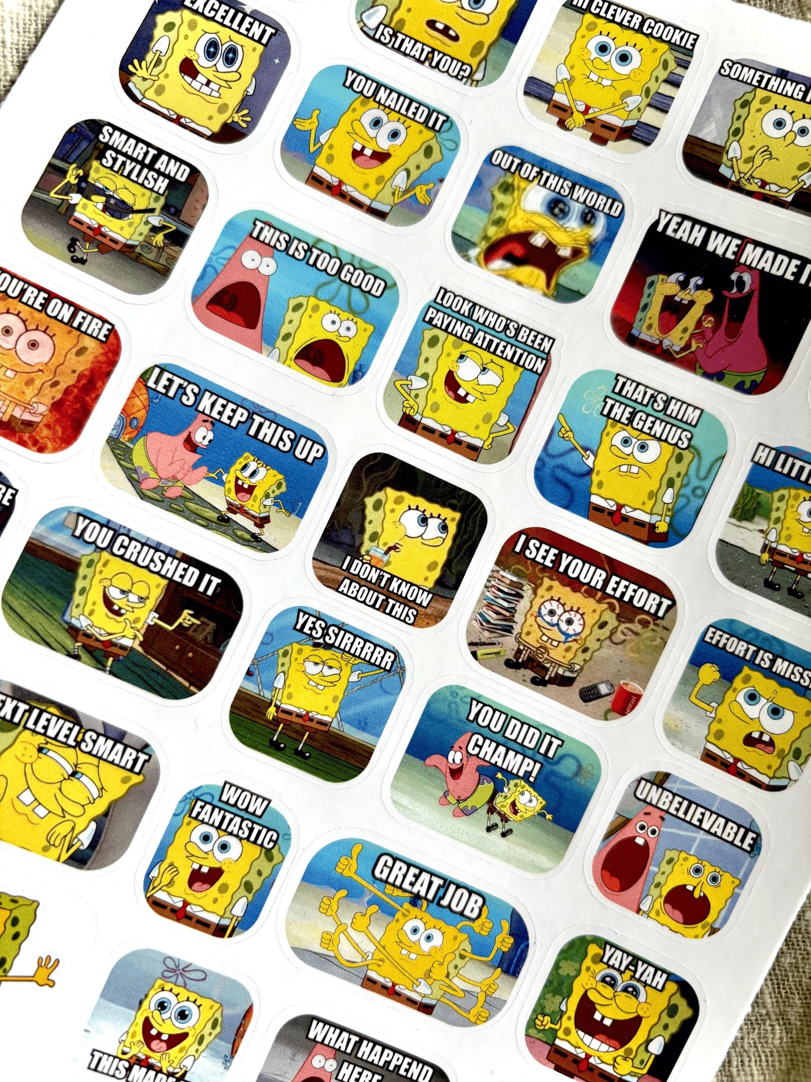 Spongebob Meme Teacher Stickers | Positive Feedback, Grading Fun - Etsy