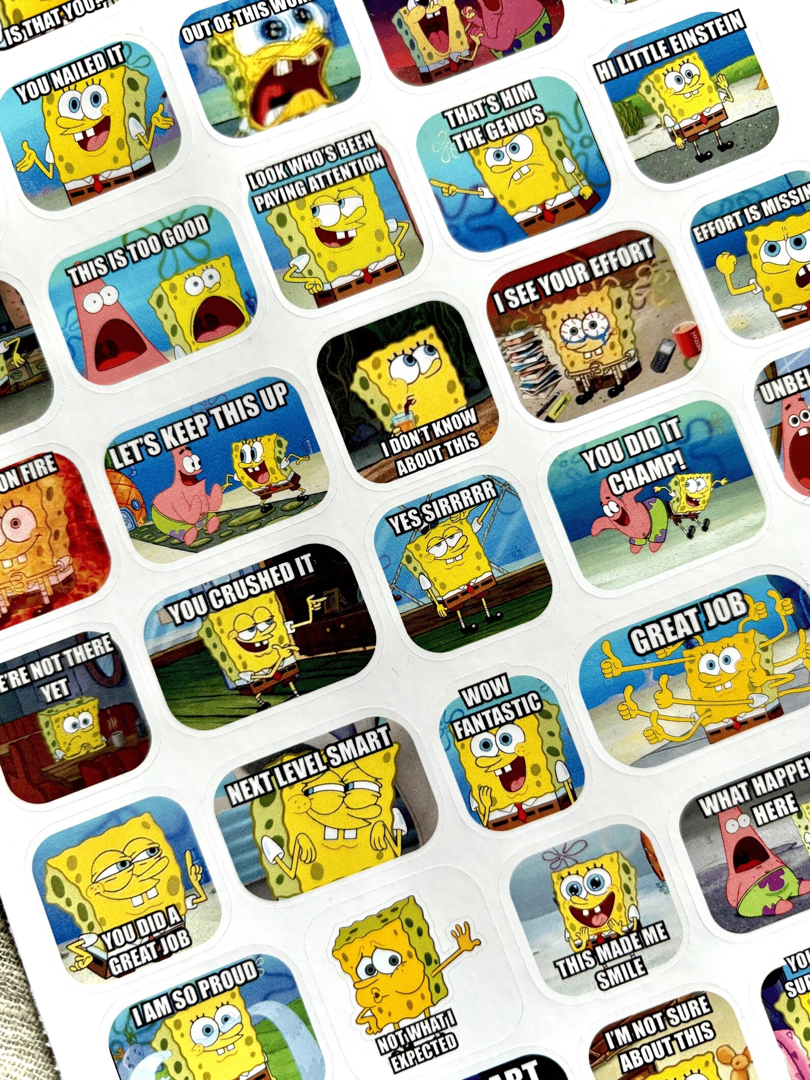 Spongebob Meme Teacher Stickers | Positive Feedback, Grading Fun - Etsy