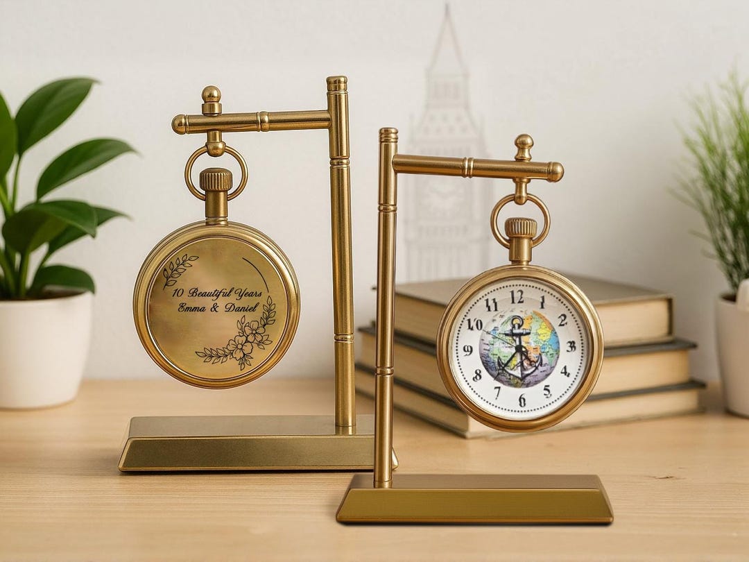 Personalised Nautical Table Clock With World Map Anchor Dial – Engraved ...