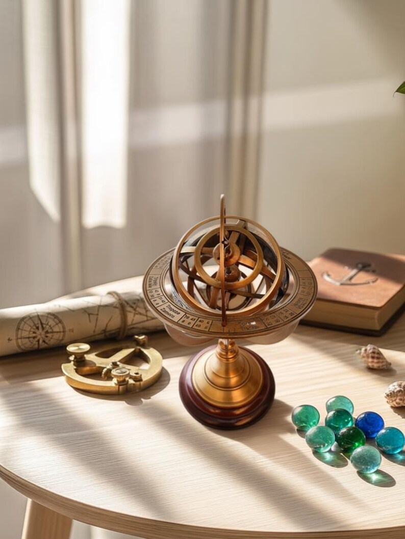 Vintage Brass Armillary Globe: Zodiac Desk Decor - Etsy