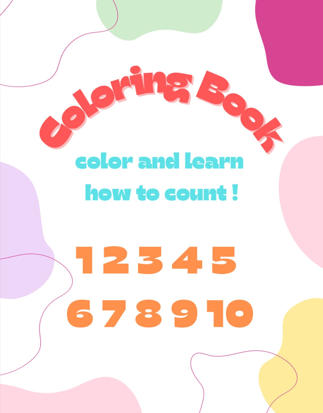 Coloring Book/sheets - Learn Numbers. for Kids, Size 8.5x11", Printable ...