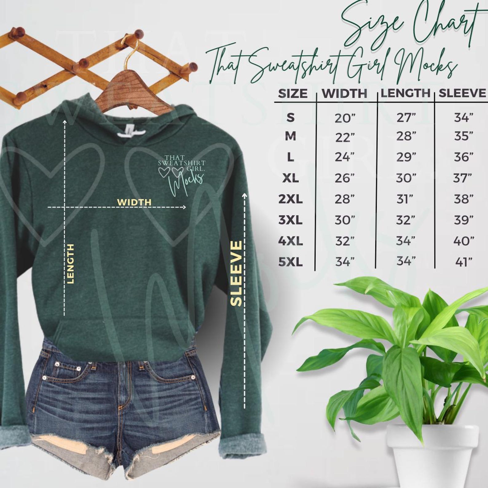 18500 Size Chart Bundle, Boho Size Chart for Sweatshirt, Hooded ...