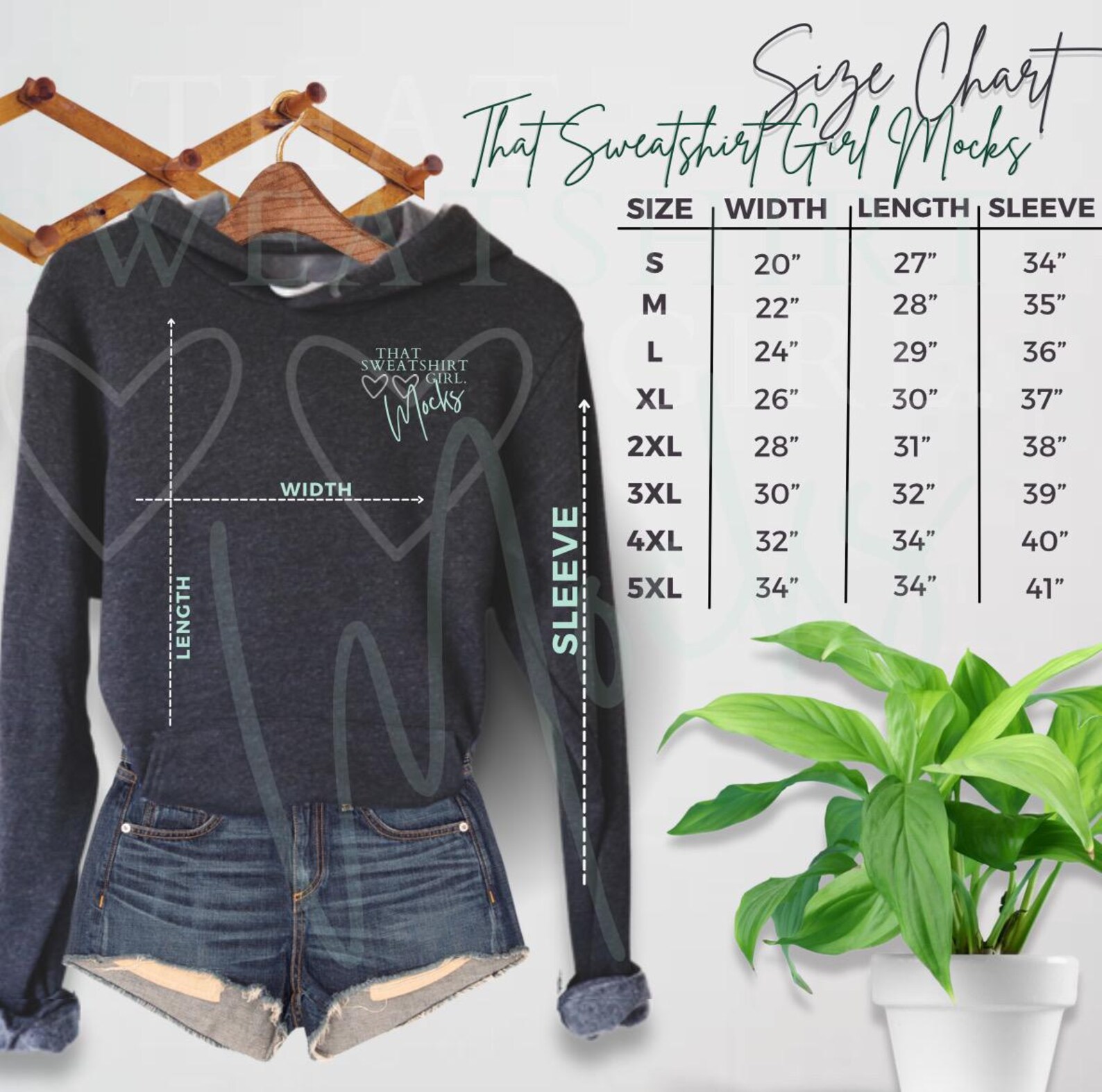 18500 Size Chart Bundle, Boho Size Chart for Sweatshirt, Hooded ...