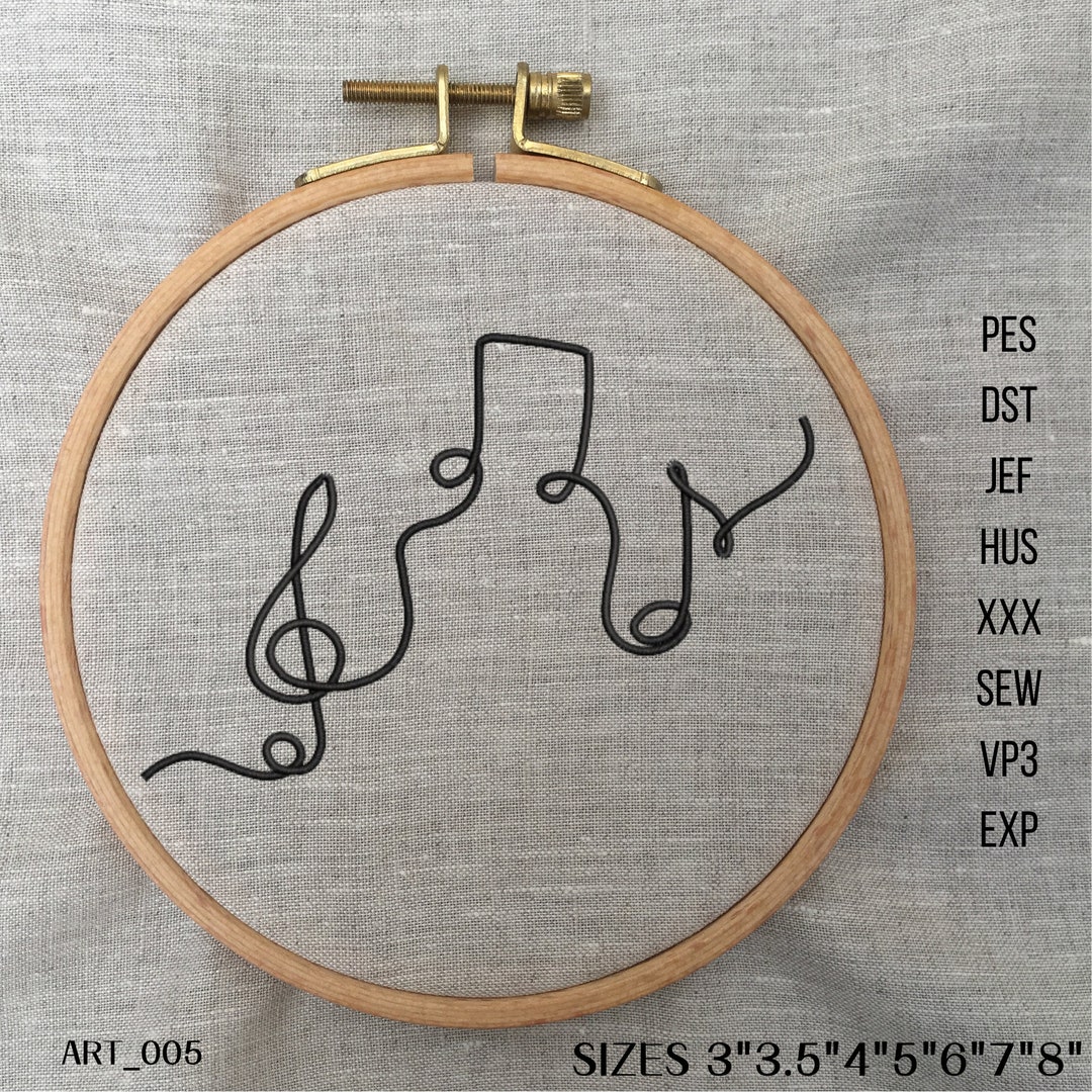Musical Notes Embroidery Design Instant Download, Multiple Sizes ...