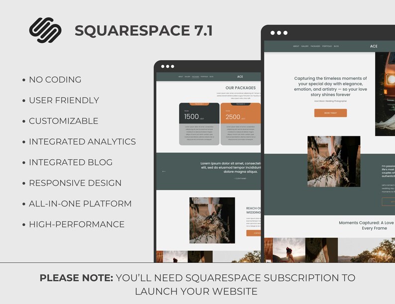 Squarespace Wedding Photography Template, Wedding Photographer Website ...