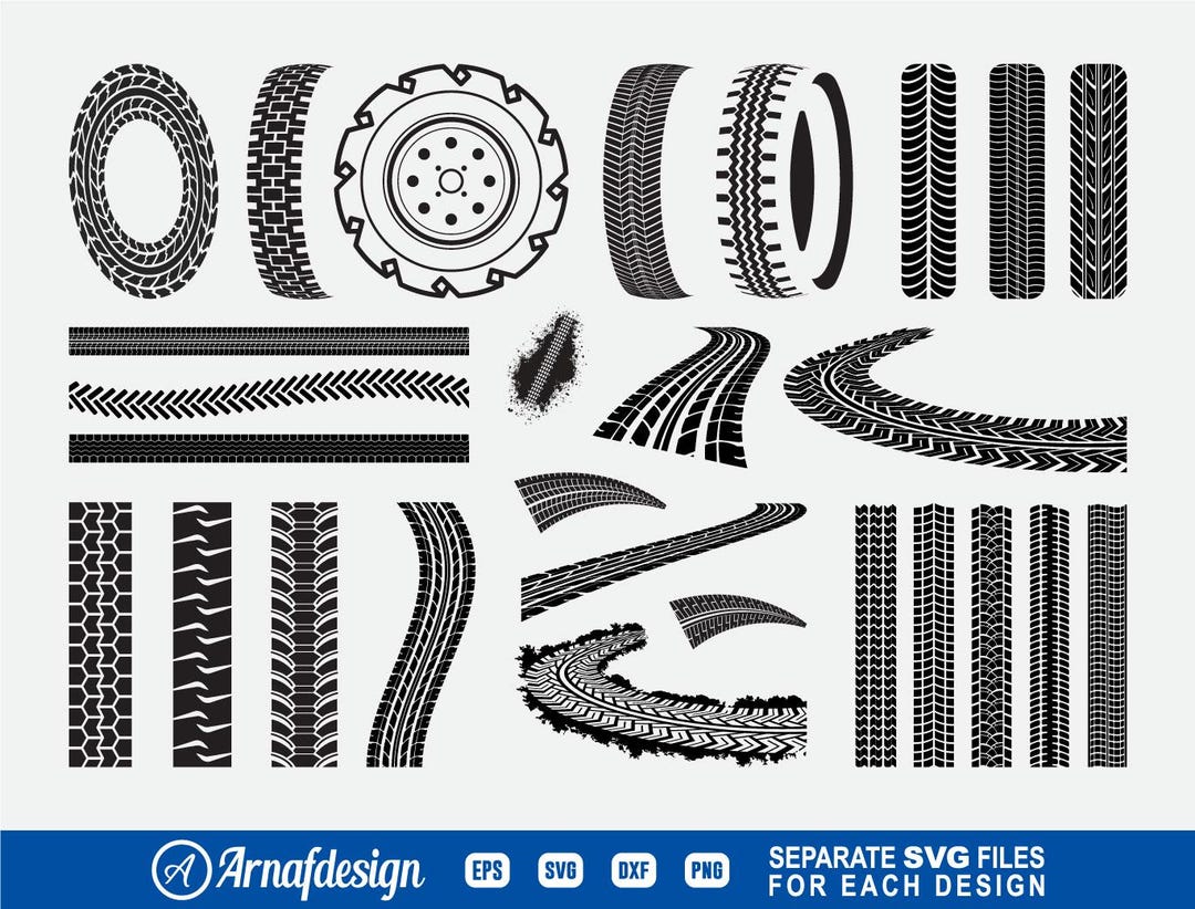 Tire Track Svg, Tire Tread Svg, Clipart, Cut Files for Silhouette ...