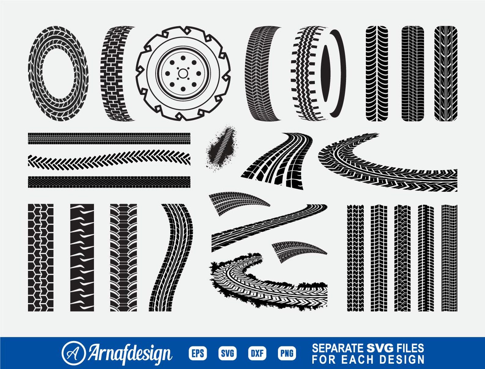Tire Track Svg, Tire Tread Svg, Clipart, Cut Files for Silhouette ...