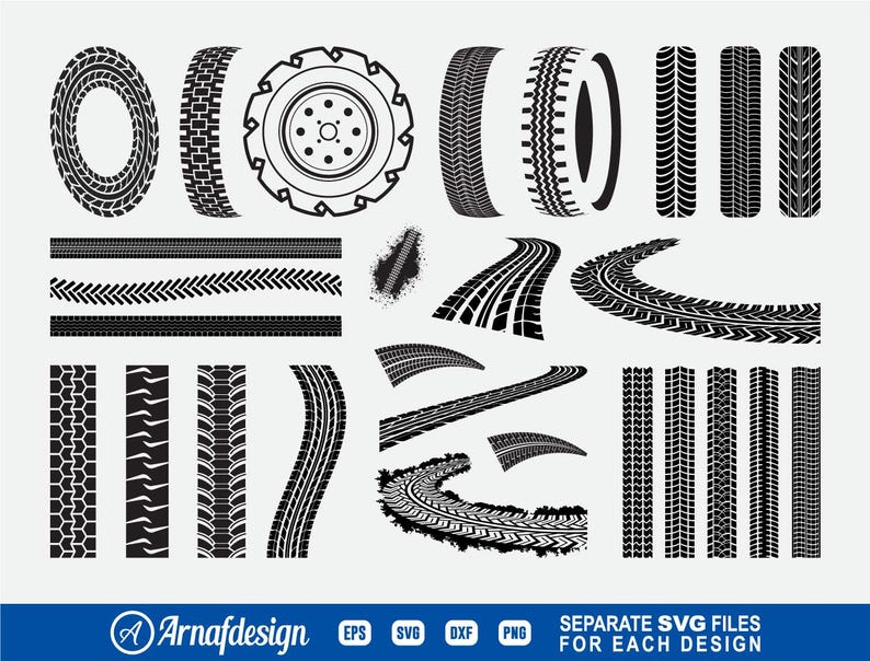 Tire Track Svg, Tire Tread Svg, Clipart, Cut Files for Silhouette ...