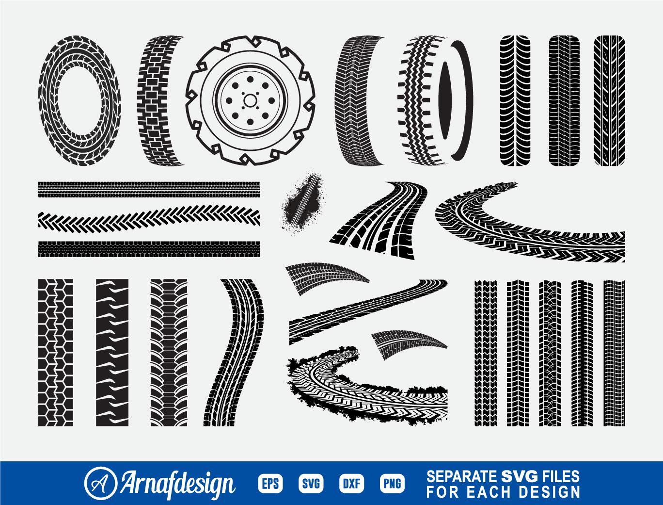 Tire Track Svg, Tire Tread Svg, Clipart, Cut Files for Silhouette ...