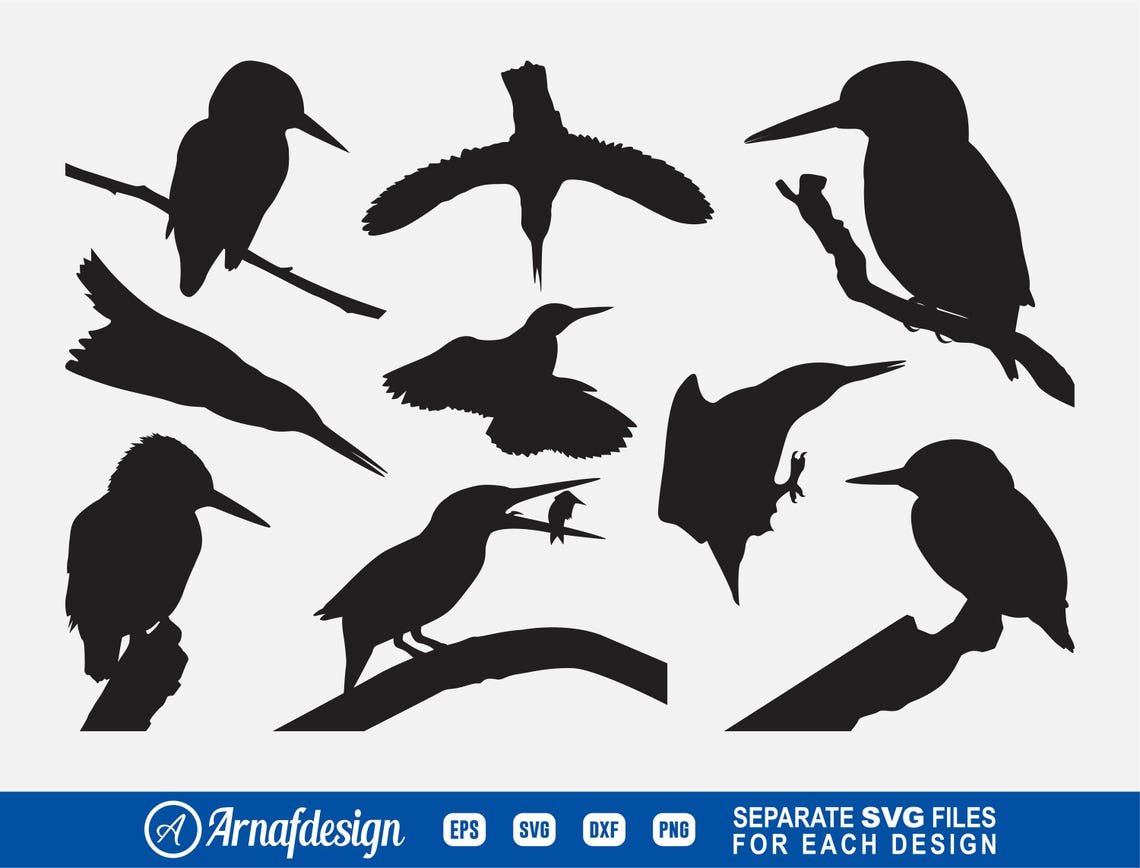 Kingfisher SVG, Bird Svg, Clipart, Cut Files for Silhouette, Files for ...