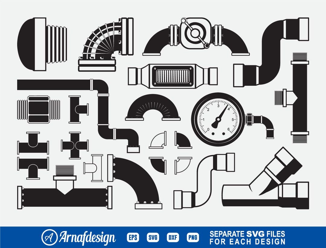 Steel Pipe SVG, Steel Pipe Fittings Svg, Pipe Svg, Clipart, Cut Files ...