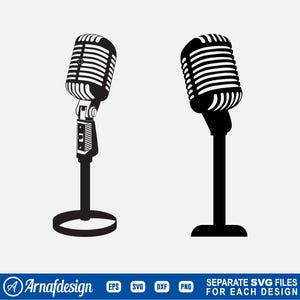 Microphone SVG, Headphones Svg, Mic Stand Svg, Music Svg, Clipart, Cut ...