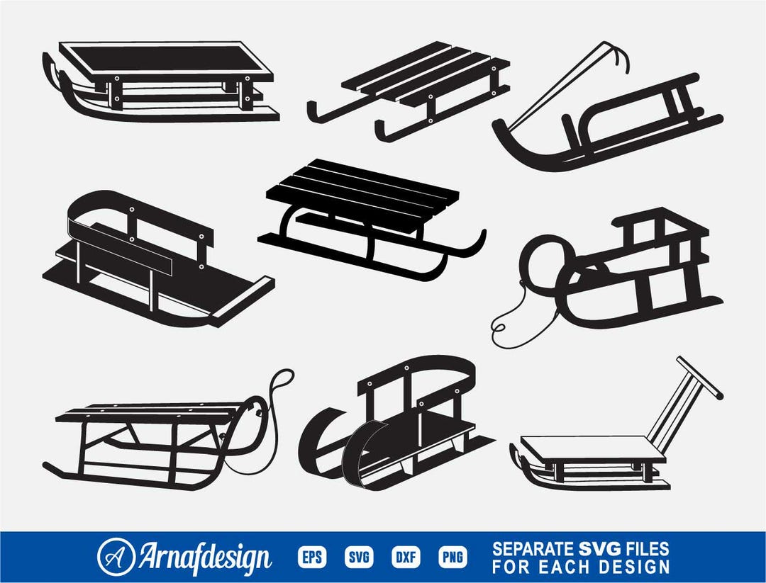 Wooden Sled SVG, Sled Svg, Sleigh Sled Svg, Snow Sled Svg, Clipart, Cut ...