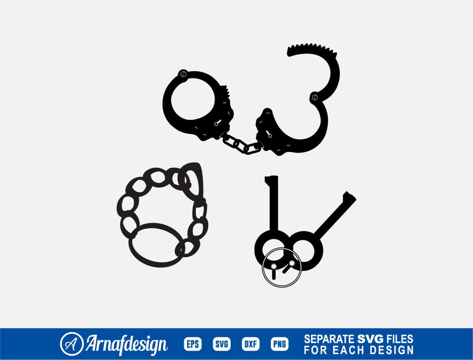 Handcuff SVG, Handcuff Clipart, Cut File, for Silhouette, Svg, Eps, Dxf ...