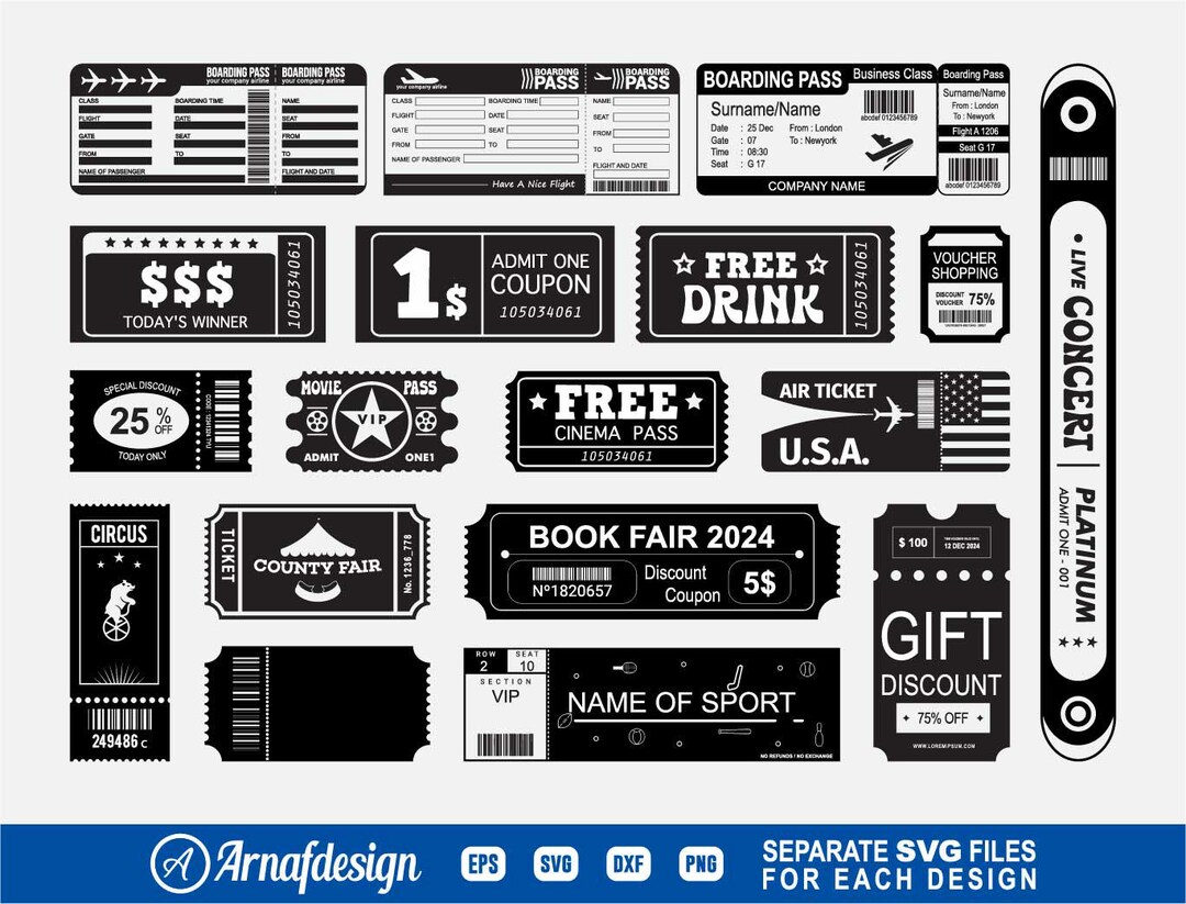 Ticket SVG, Blank Ticket, Admission Ticket, Movie Ticket, Admit One ...