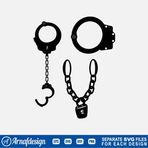 Handcuff SVG, Handcuff Clipart, Cut File, for Silhouette, Svg, Eps, Dxf ...