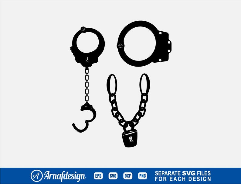 Handcuff SVG, Handcuff Clipart, Cut File, for Silhouette, Svg, Eps, Dxf ...
