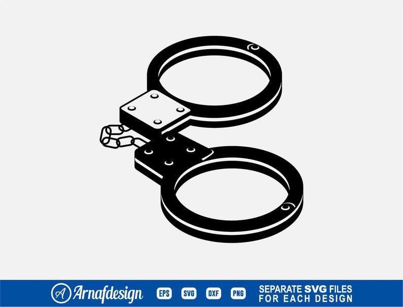Handcuff SVG, Handcuff Clipart, Cut File, for Silhouette, Svg, Eps, Dxf ...