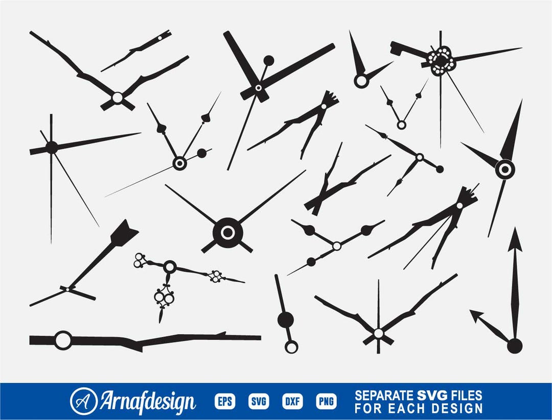 Clock Hands SVG, Clock Hands Vector, Silhouette, Cricut File, Clipart ...