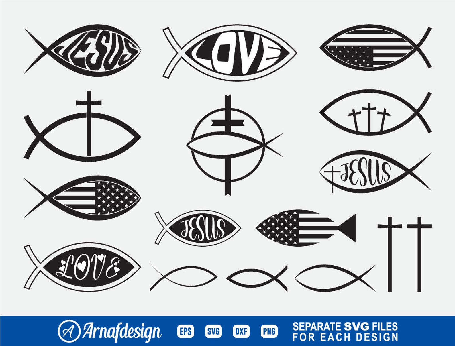 Christian Fish SVG, USA Christian Fish, Jesus Fish Svg, Christian Svg ...