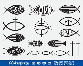 Christian Fish SVG, USA Christian Fish, Jesus Fish Svg, Christian Svg ...