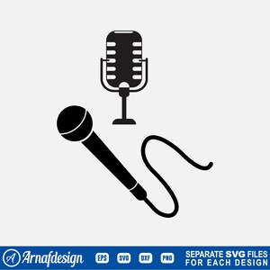 Microphone SVG, Headphones Svg, Mic Stand Svg, Music Svg, Clipart, Cut ...