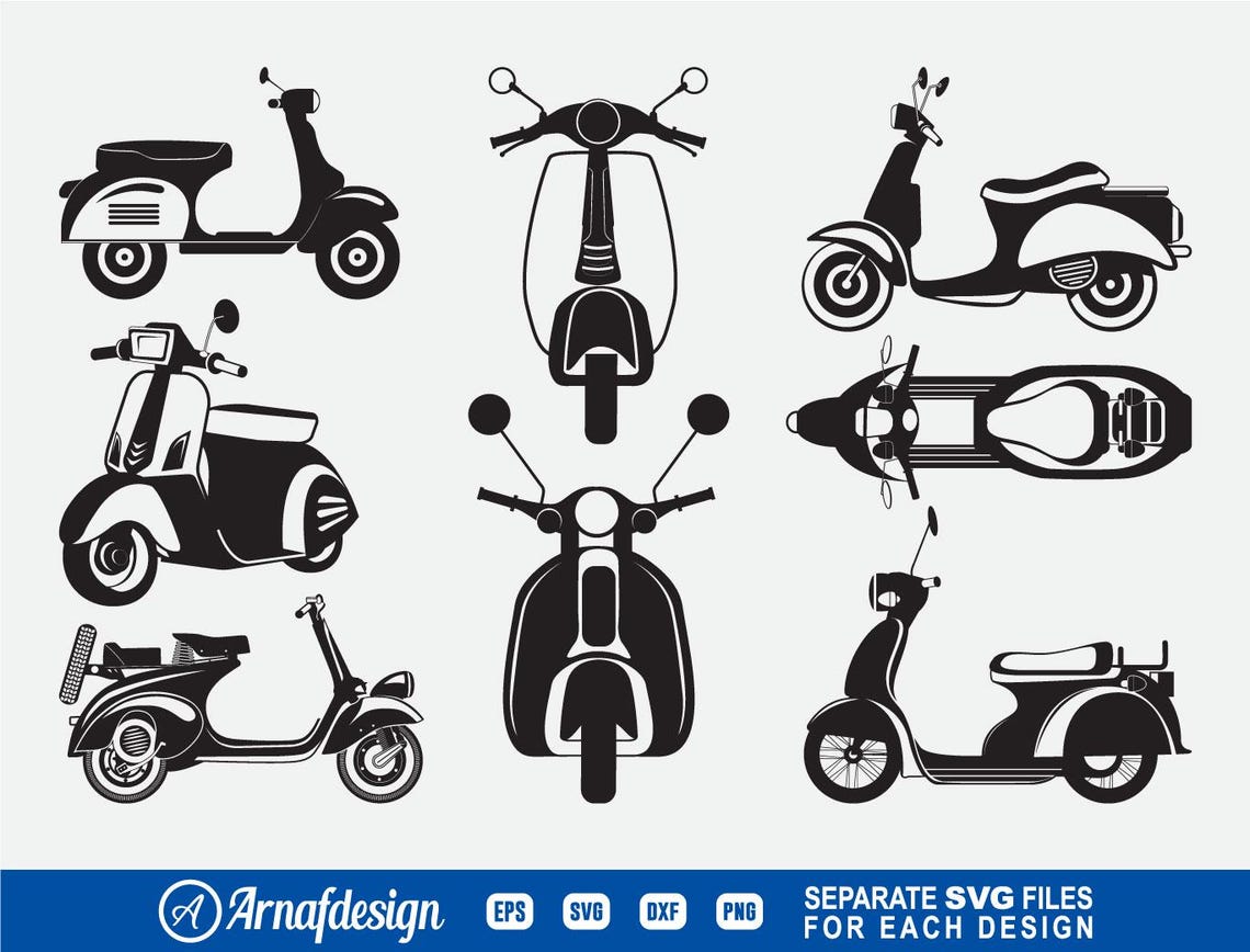 Scooter Svg, Vespa Svg, Scooter Bike Svg, Motorcycle Svg, Clipart, Cut ...