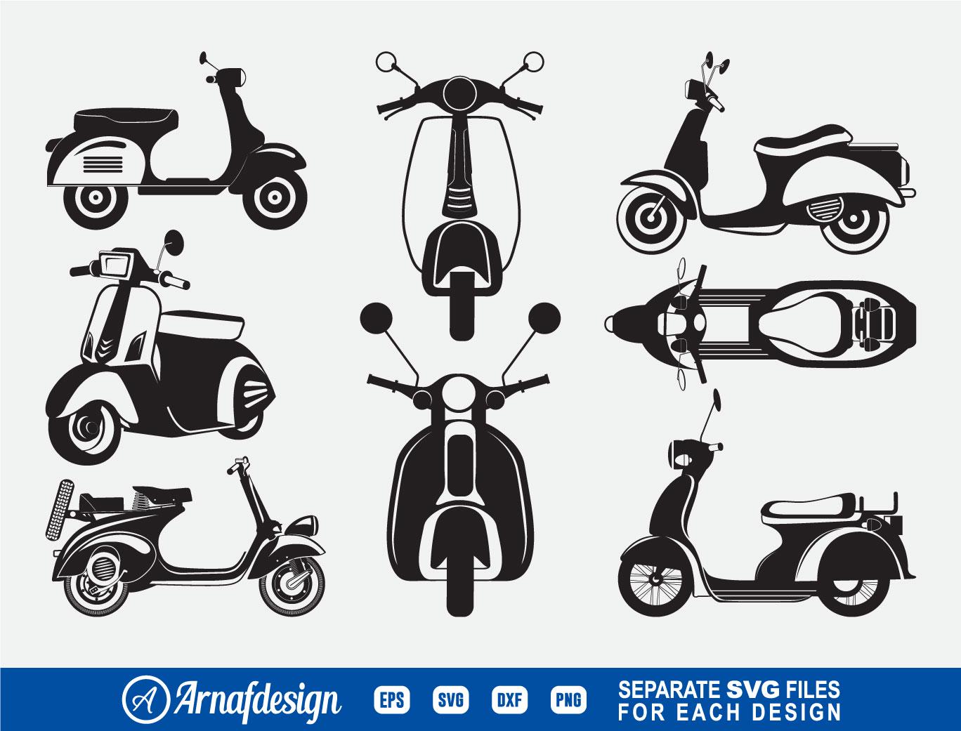Scooter Svg, Vespa Svg, Scooter Bike Svg, Motorcycle Svg, Clipart, Cut ...