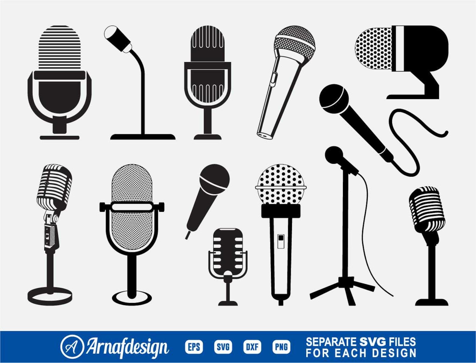 Microphone SVG, Headphones Svg, Mic Stand Svg, Music Svg, Clipart, Cut ...