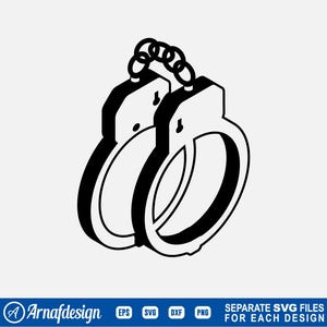 Handcuff SVG, Handcuff Clipart, Cut File, for Silhouette, Svg, Eps, Dxf ...