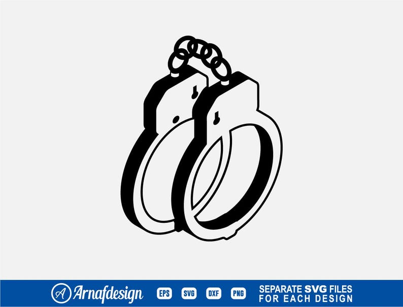 Handcuff SVG, Handcuff Clipart, Cut File, for Silhouette, Svg, Eps, Dxf ...