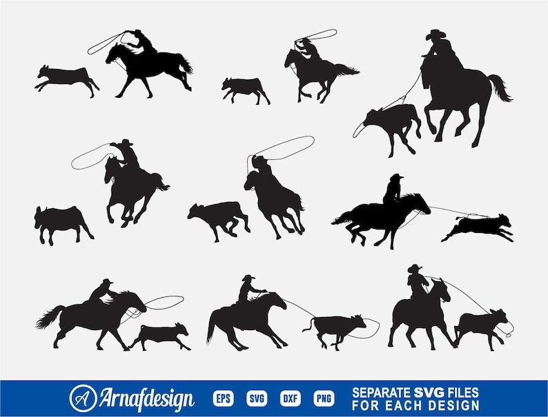 Breakaway Roping SVG, Rodeo Cowboy Western Svg, Vector, Silhouette ...
